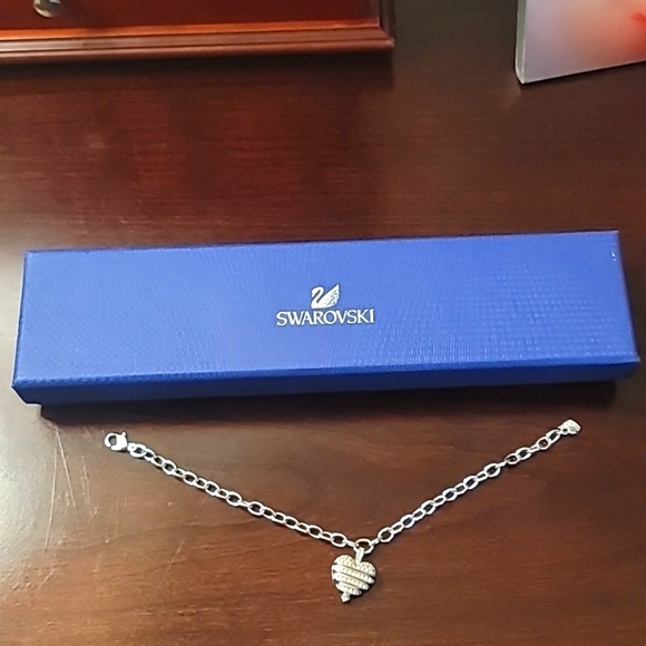 Swarovski | Jewelry | Swarovski Bracelet With Crystal Heart Tag | Poshmark